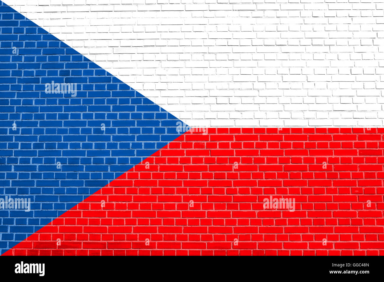 Flag of Czech Republic on brick wall texture background. Czech national ...
