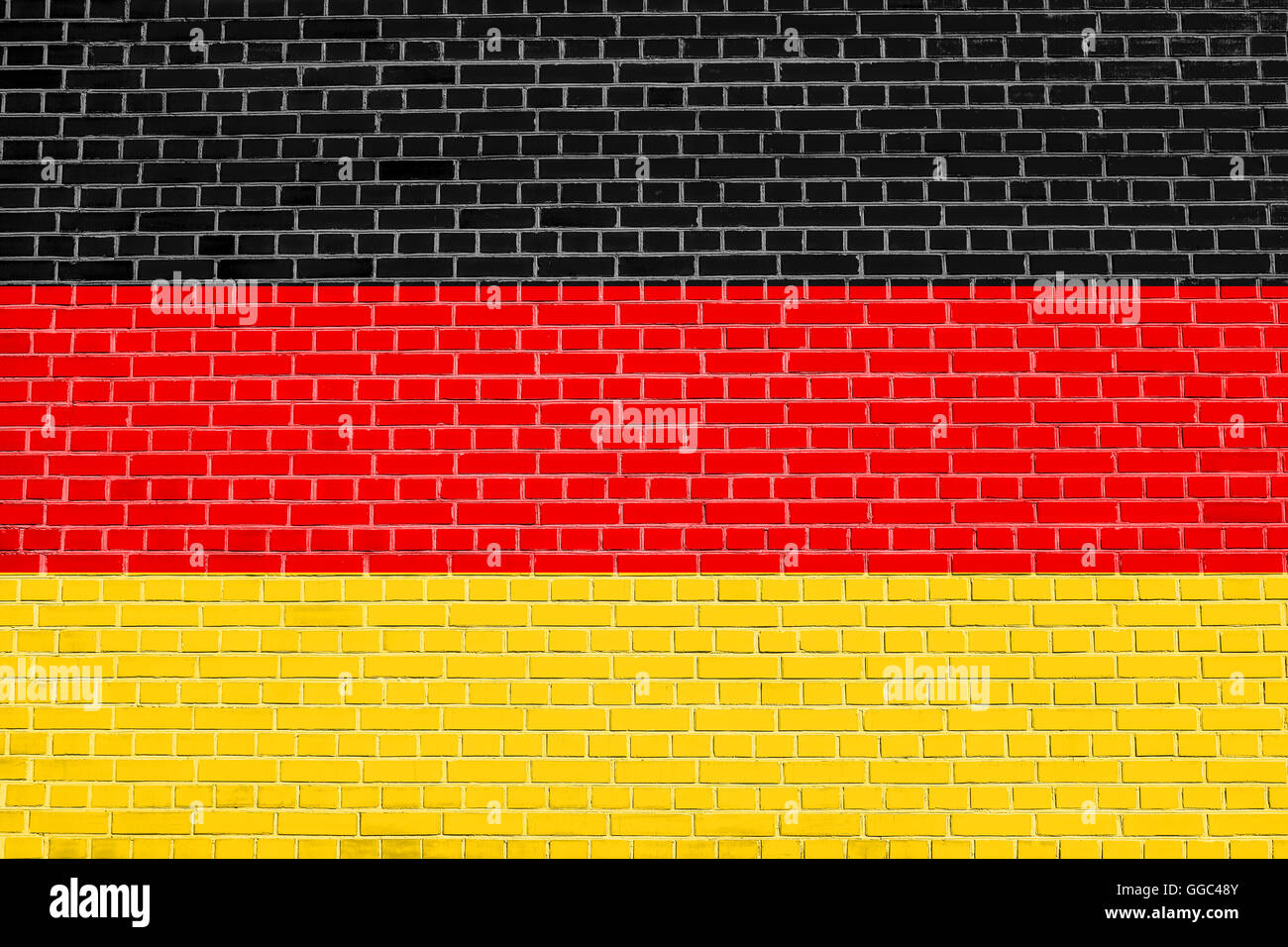 Flag of Germany on brick wall texture background. German national flag ...