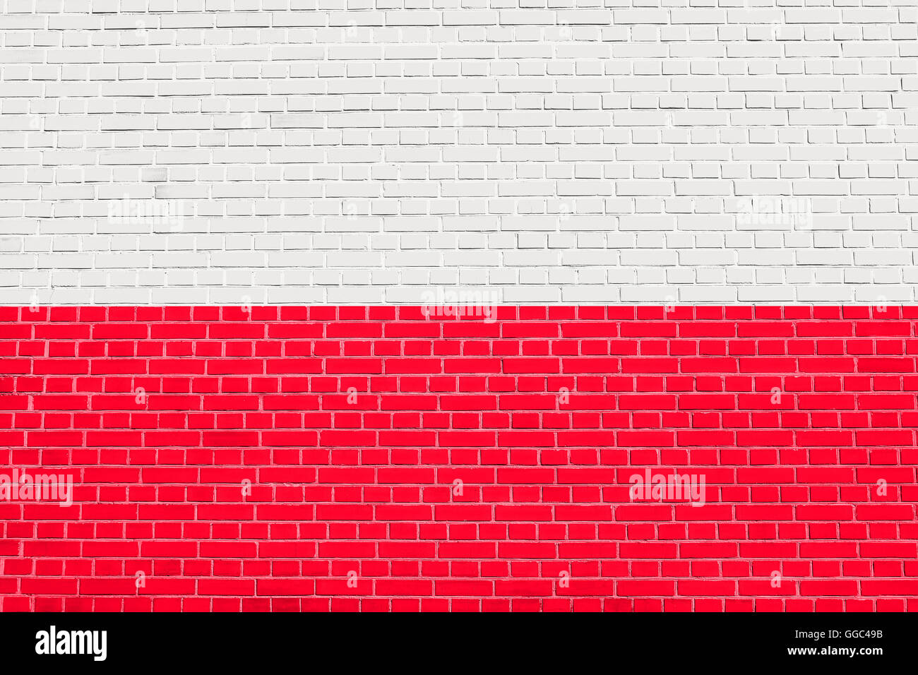 Flag of Poland on brick wall texture background. Polish national flag ...