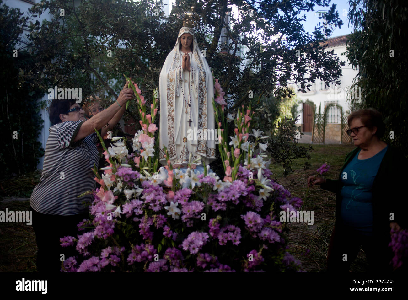 An image of Our Lady of Fatima is displayed during a religious ...