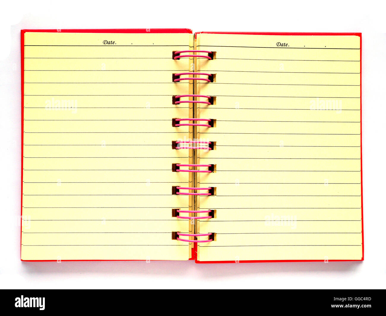 Old pink note book isolated on white background Stock Photo - Alamy
