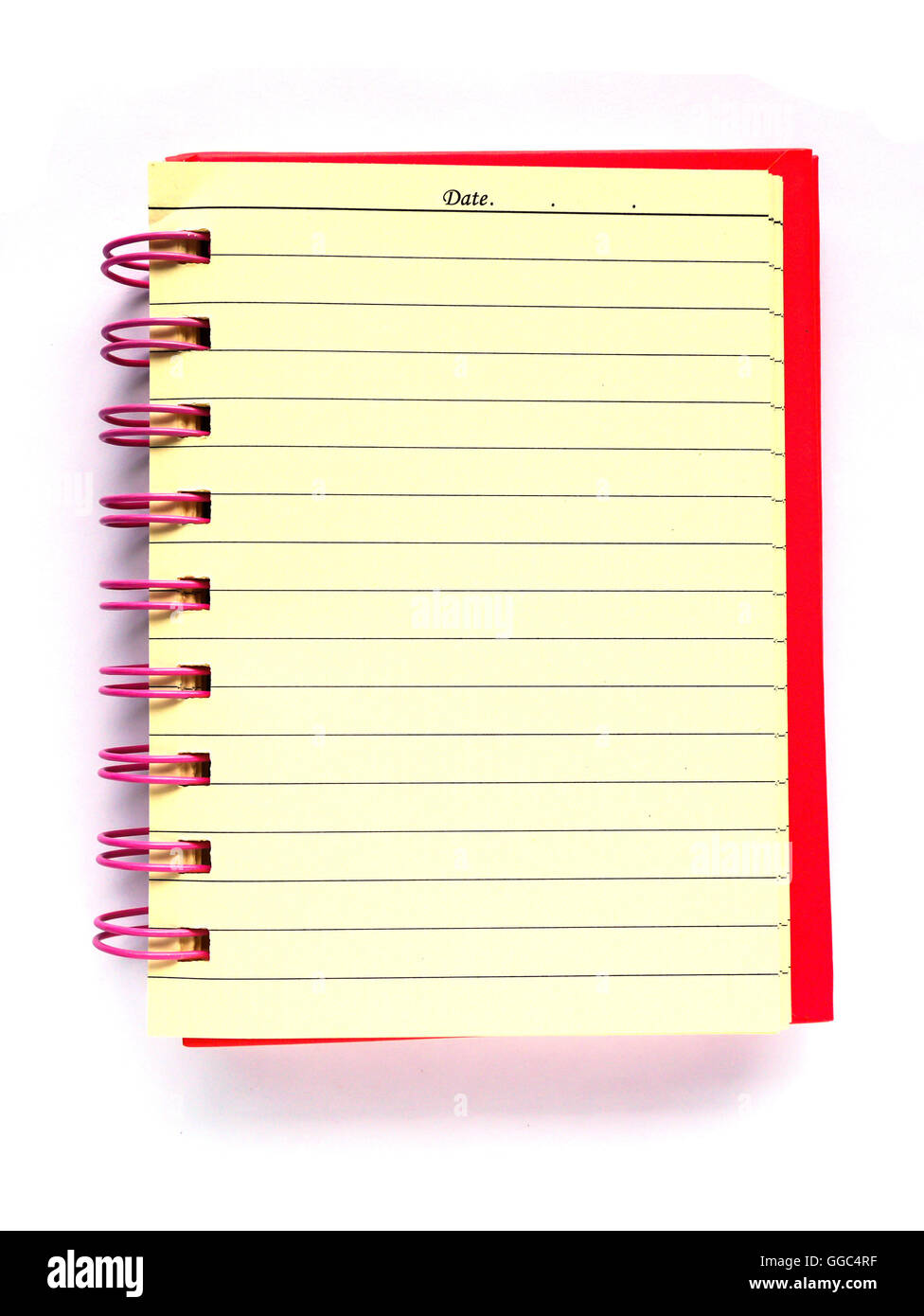 Old pink note book isolated on white background Stock Photo - Alamy