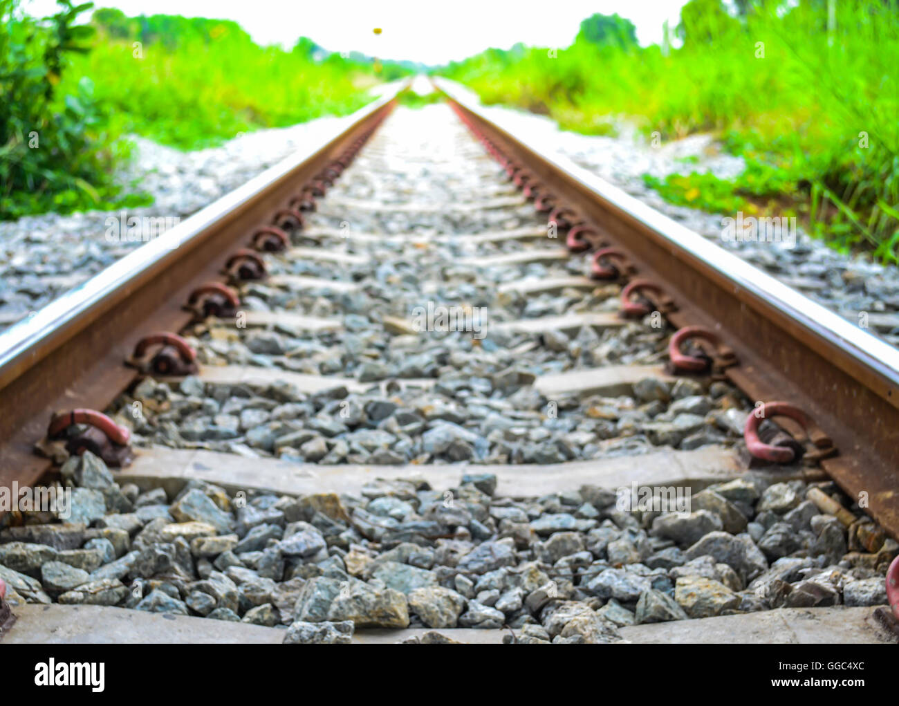 Blur beautiful old railway in thailand Stock Photo - Alamy
