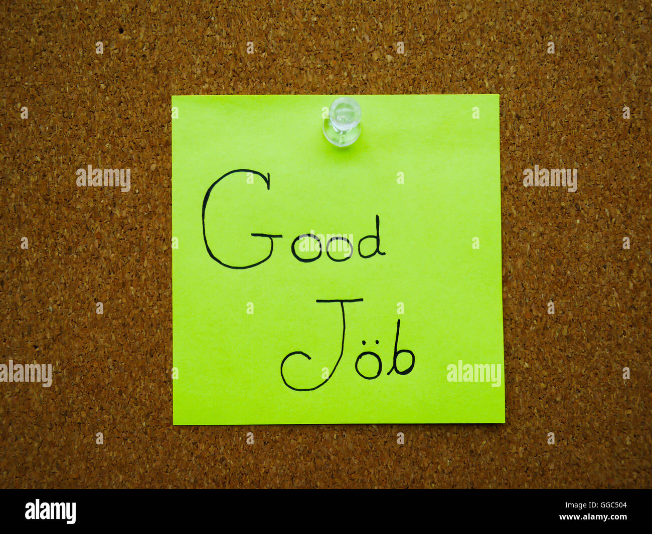 Good job in post note on wooden board Stock Photo - Alamy