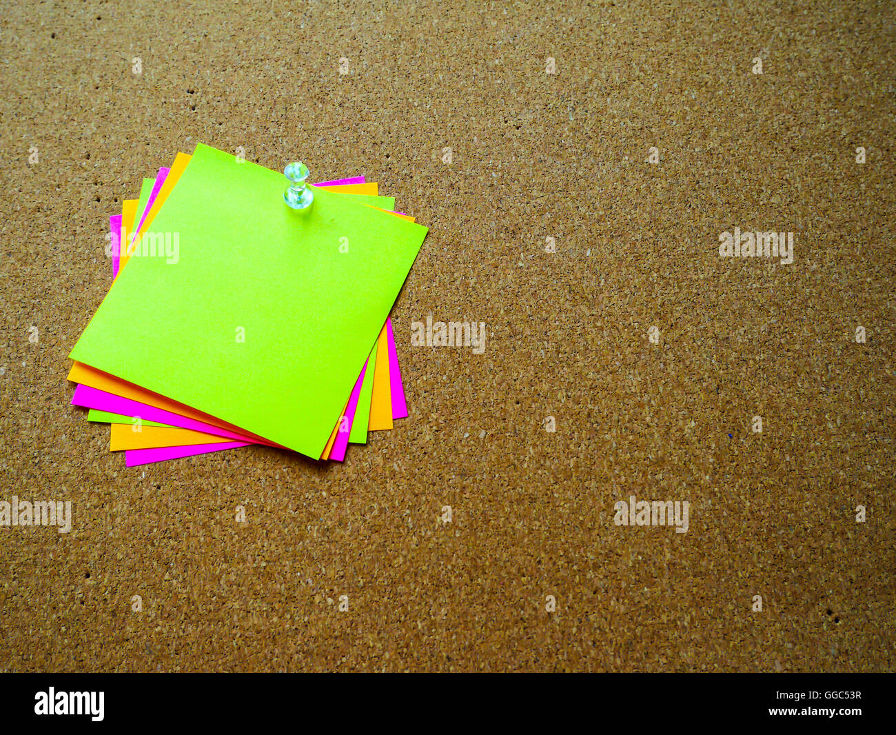 Colorful post it note on wood board with copy space Stock Photo - Alamy