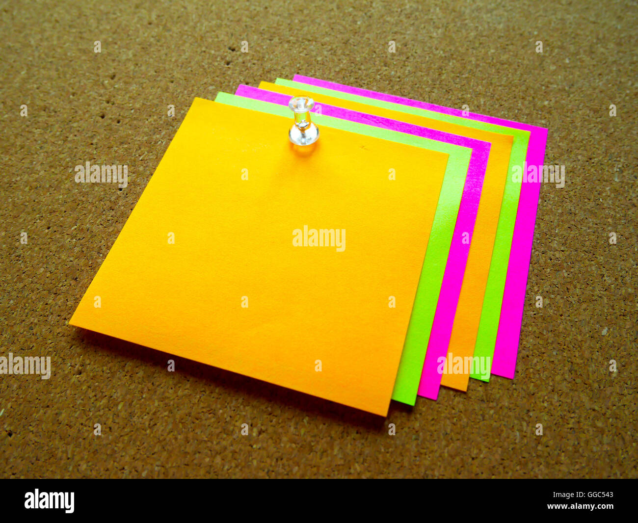Colorful post it note on wood board Stock Photo - Alamy