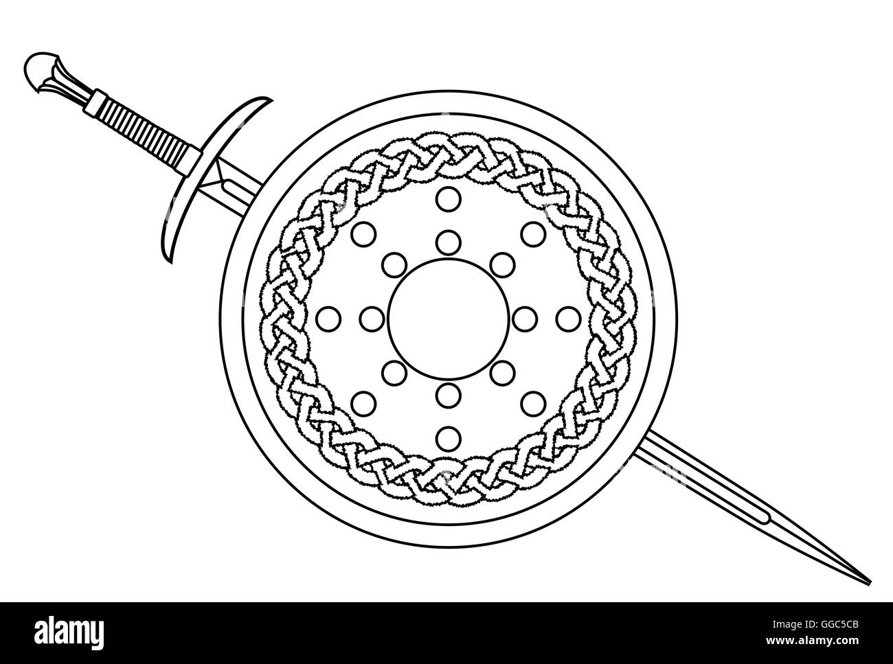 Claymore sword isolated Black and White Stock Photos & Images - Alamy