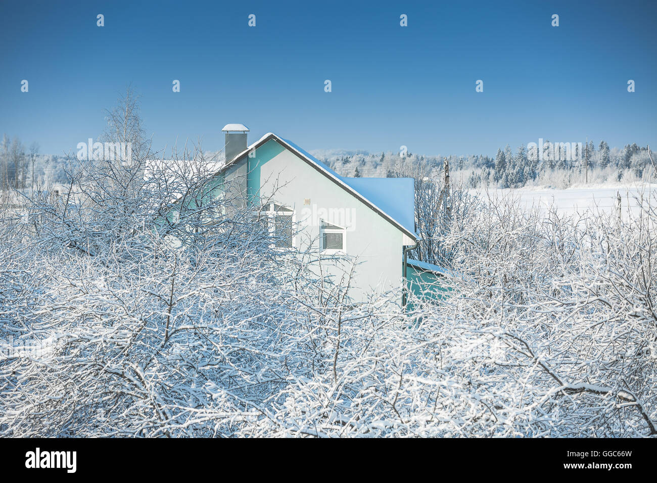 Country houses after snowfall Stock Photo - Alamy