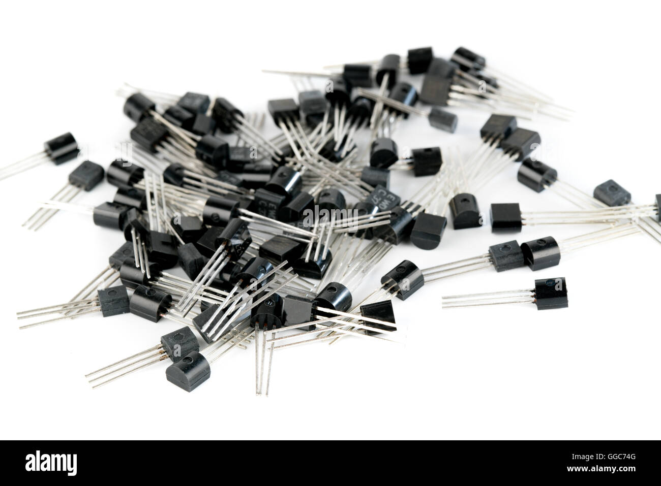 electronic transistors on white background Stock Photo - Alamy