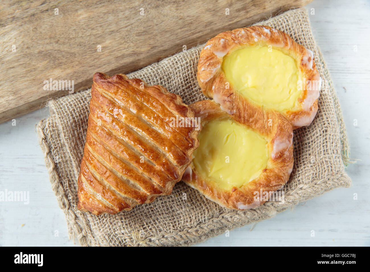 Assortment of delicious french typical pastries for a sweet breakfast ...