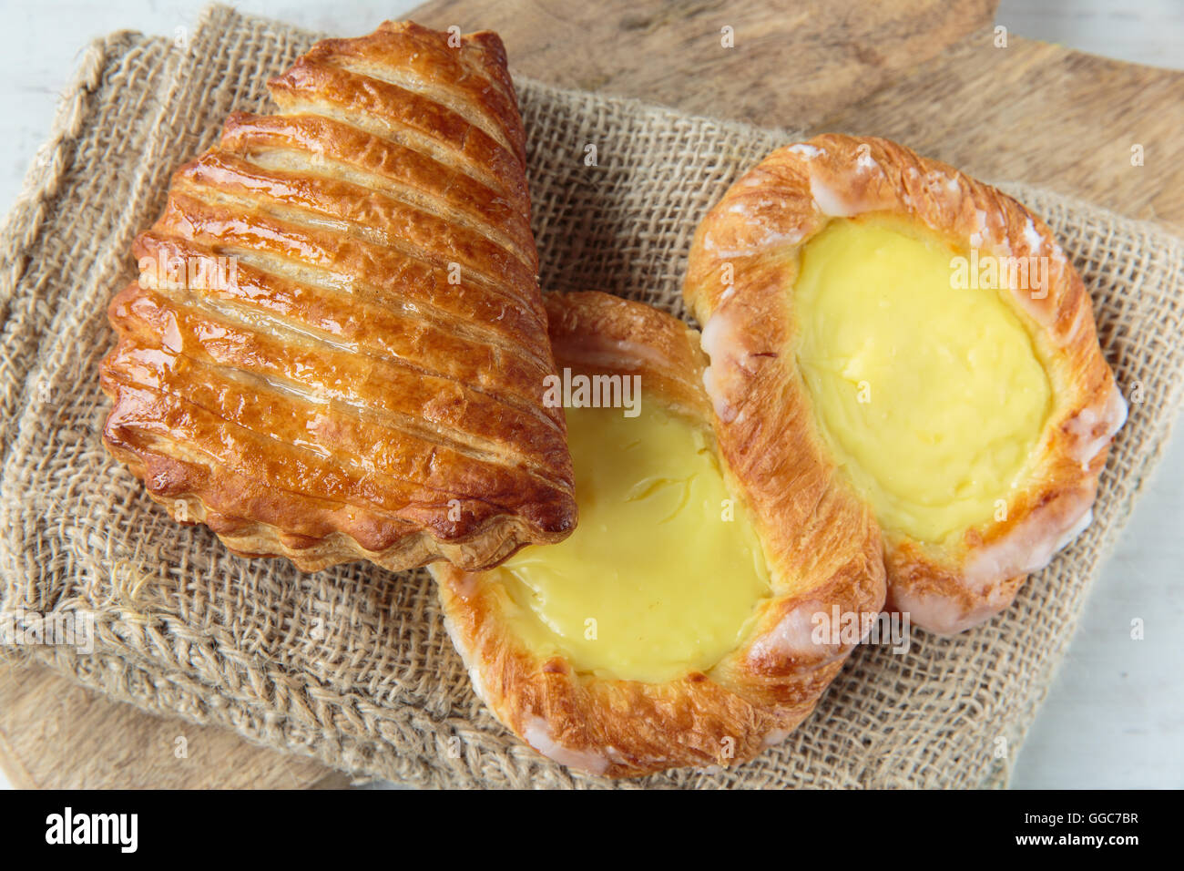 Assortment of delicious french typical pastries for a sweet breakfast ...