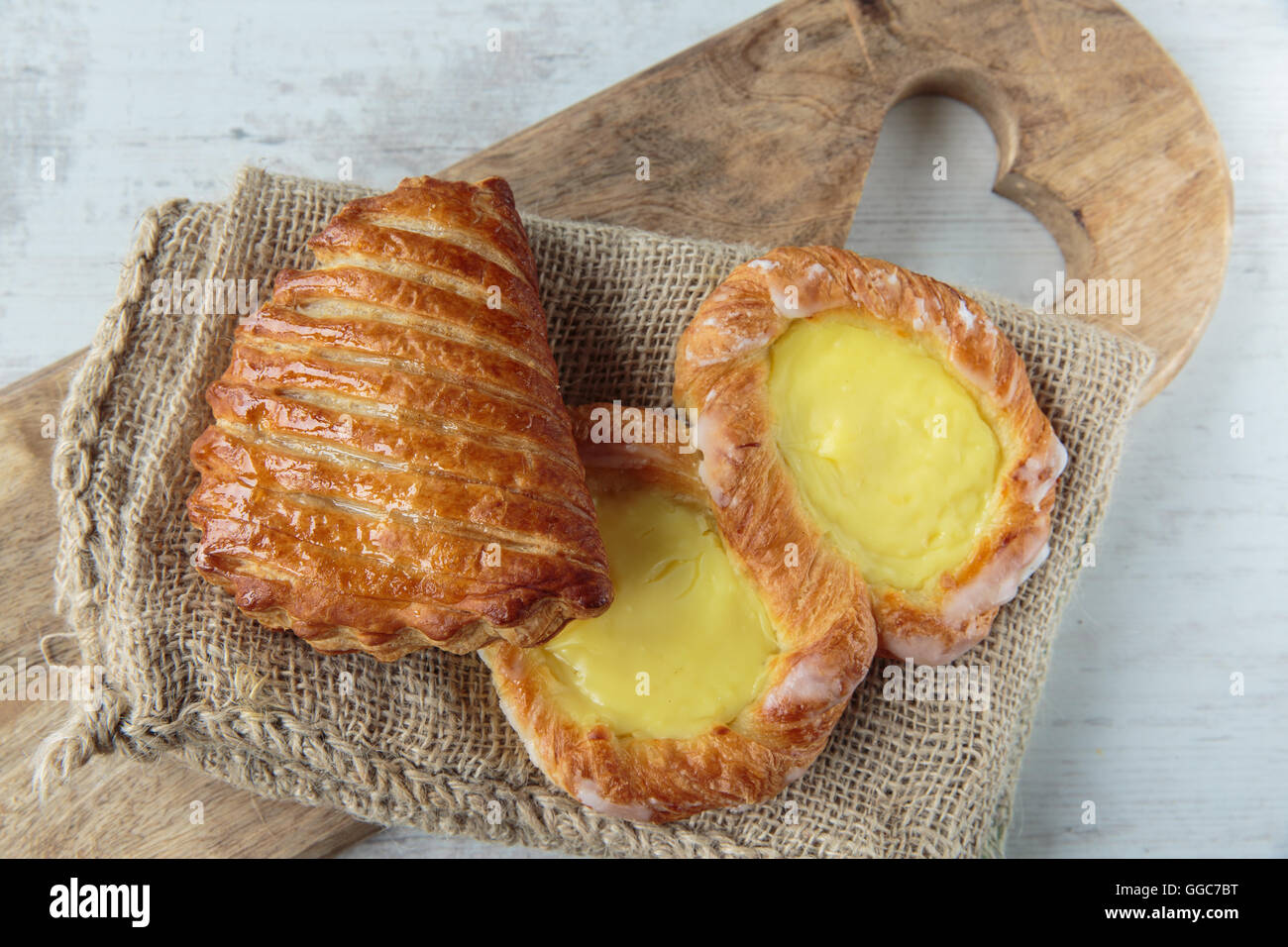 Assortment of delicious french typical pastries for a sweet breakfast ...