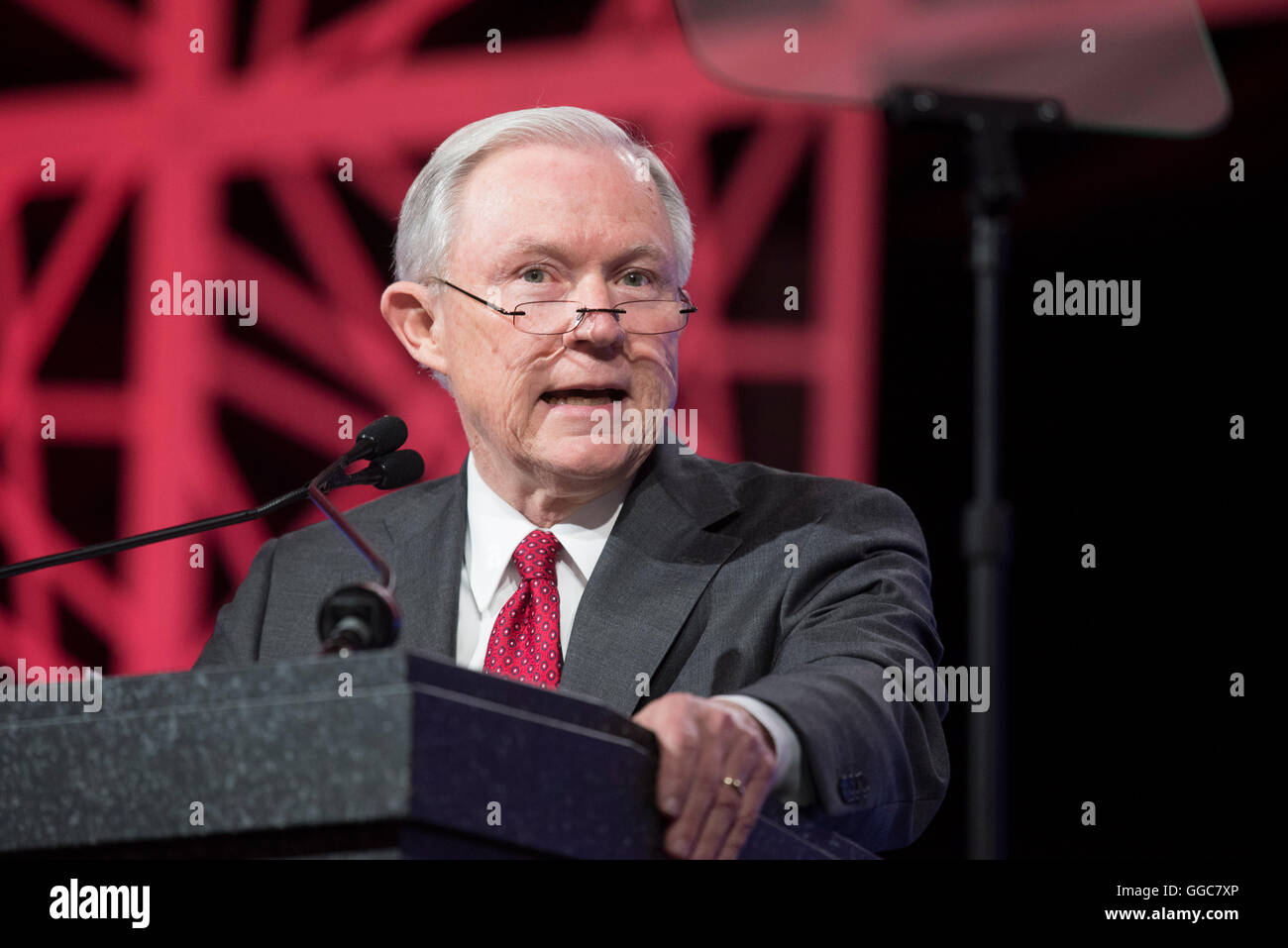 U.S. Sen. Jeff Sessions speaking on behalf of Donald Trump at the ...