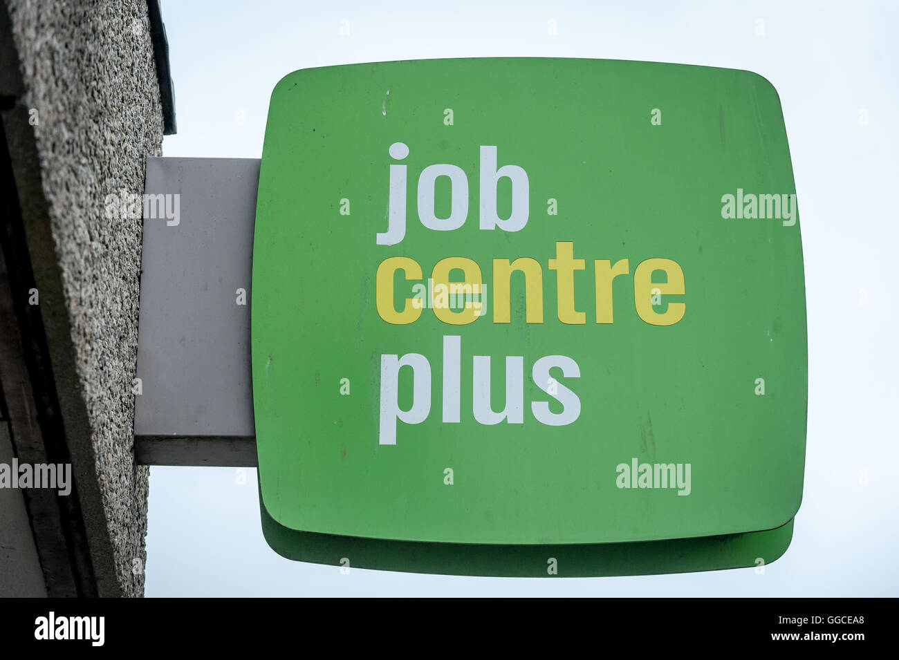 A Job Centre sign and security camera on a normal street in southern ...