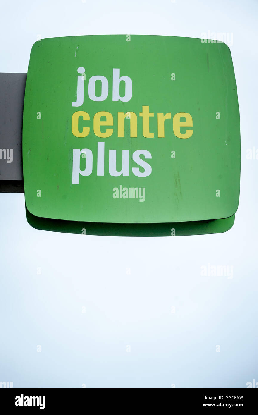 A Job Centre sign and security camera on a normal street in southern ...