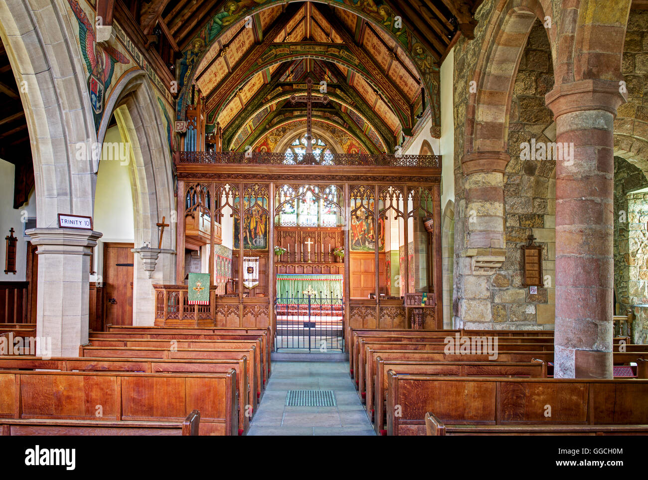 The interior of St John the Baptist's Church in the village of Kirk ...