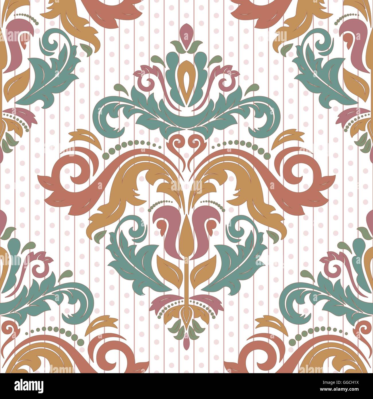 Seamless Vector Damask Pattern Stock Vector Image & Art - Alamy