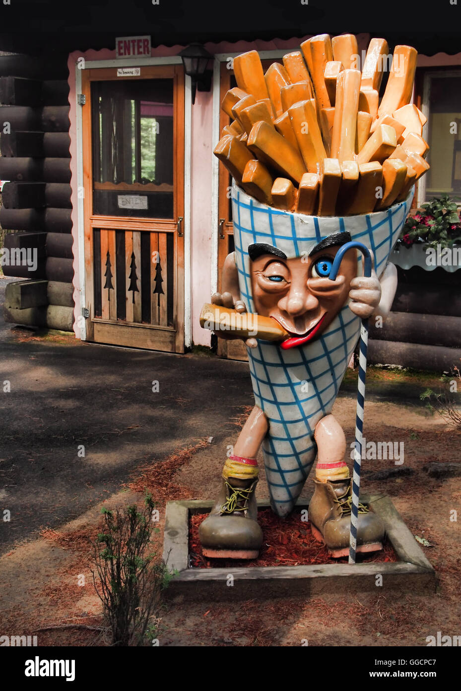 French fry character outside an eatery in the Magic Forest, Lake George ...