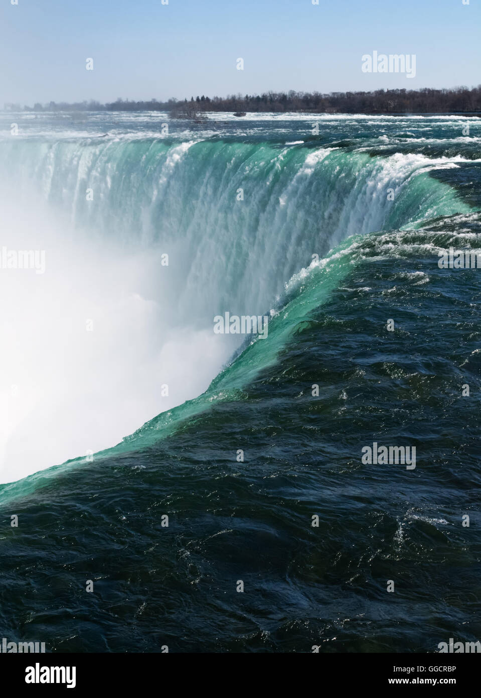 Vast amounts of water plunge over the edge of the Horseshoe Falls Stock ...