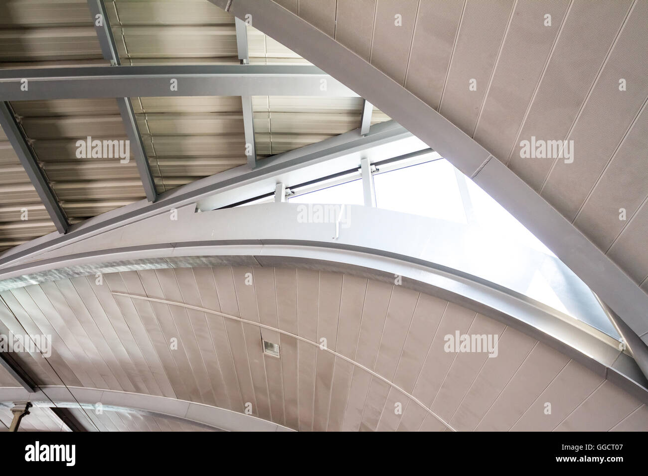 The roof of the station of the Skytrain in Bangkok with electricity ...