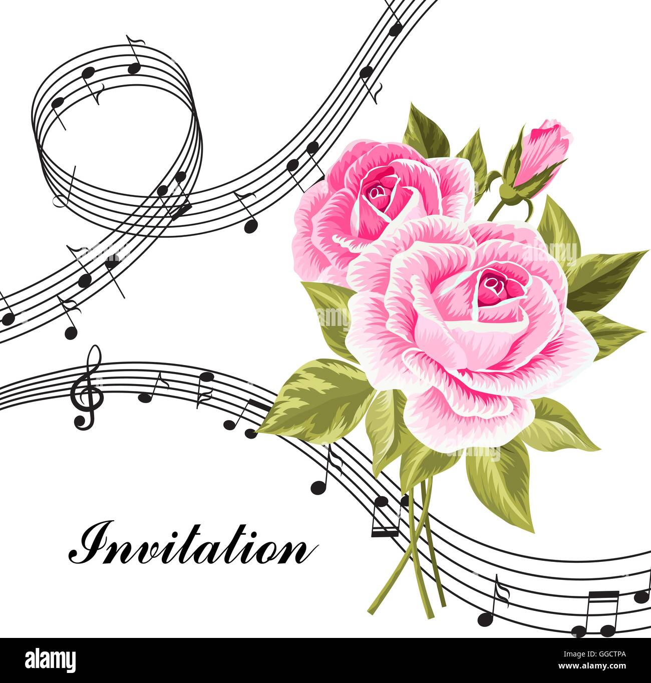 Pink roses music notes Stock Vector Images - Alamy
