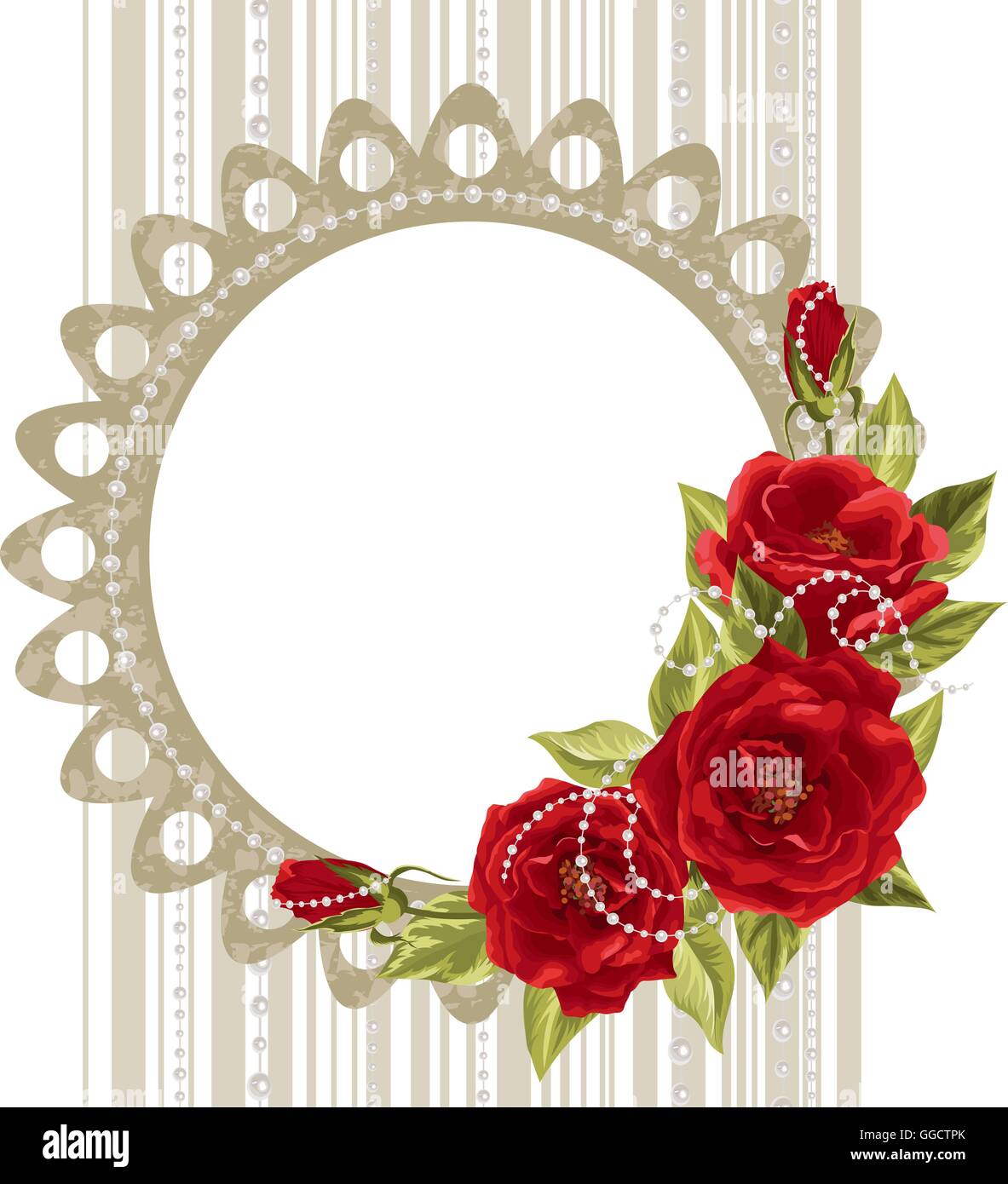 Delicate frame with roses and pearls Stock Vector Image & Art - Alamy