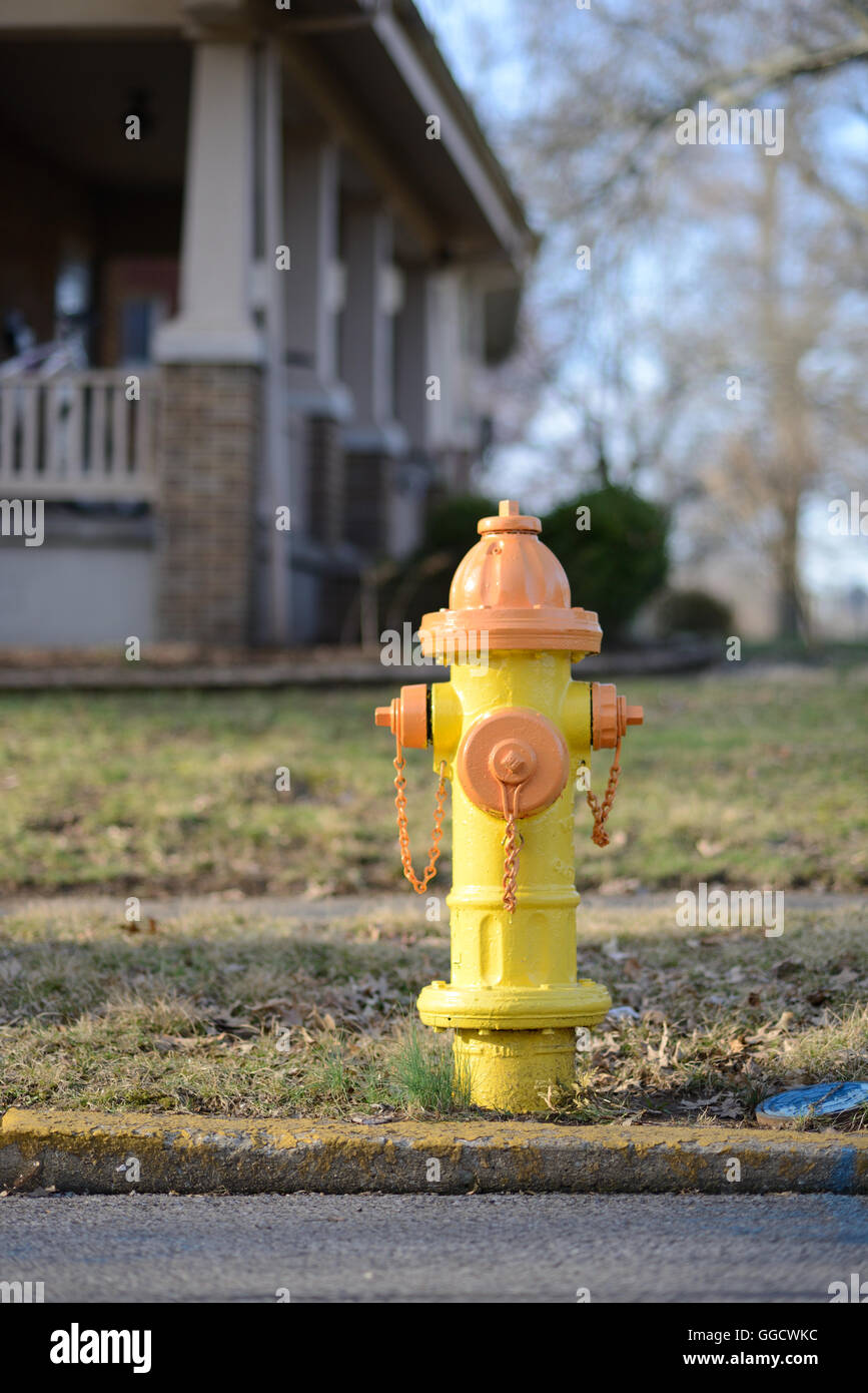 Fire hydrant on suburban street Stock Photo - Alamy