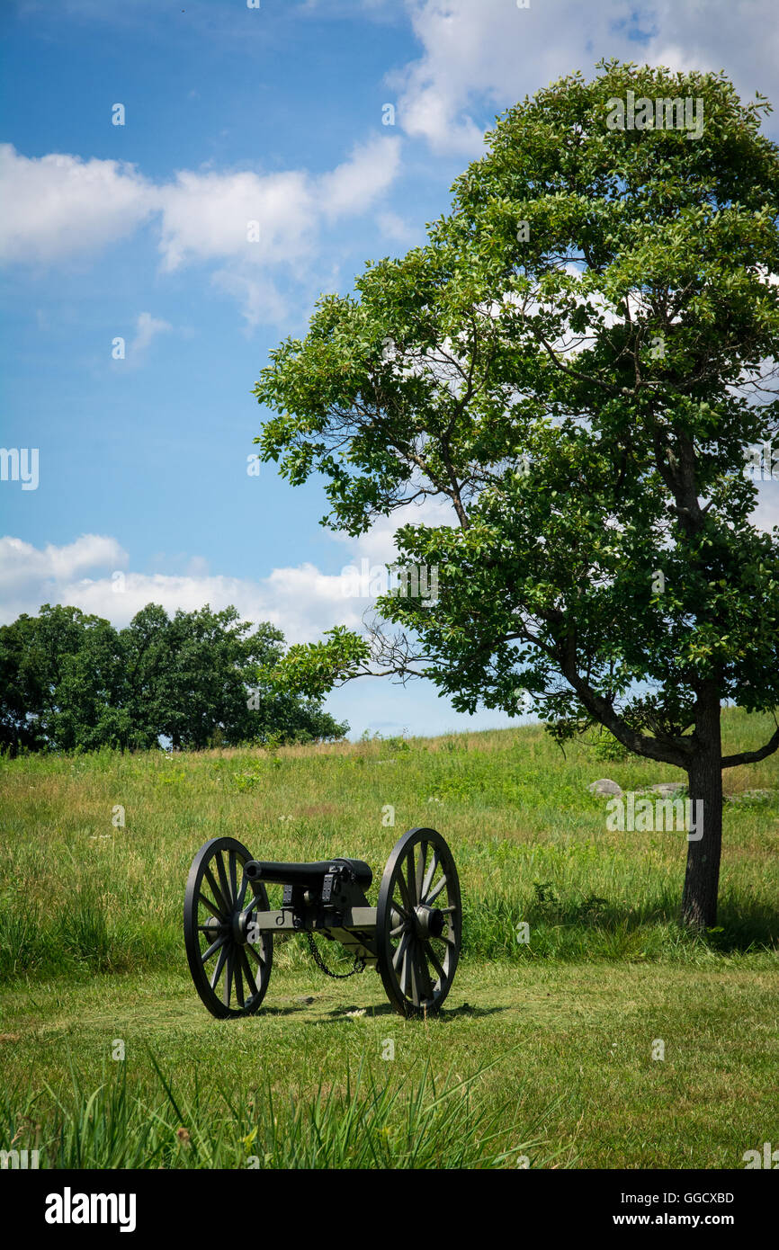 A military cannon at the Gettysburg National Military Park, site of the ...