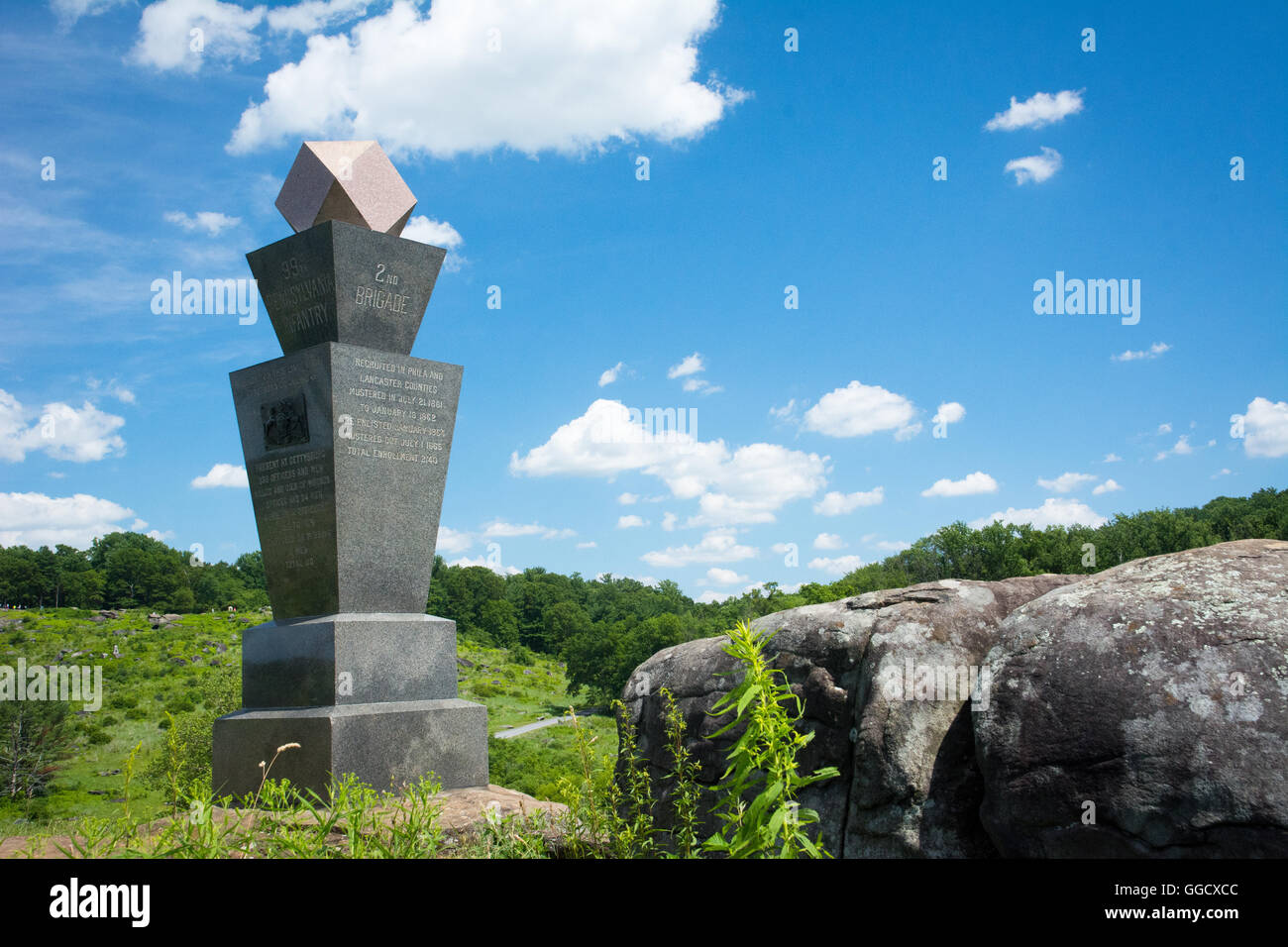 The 99th Pennsylvania Infantry monument is located on Devil's Den at ...