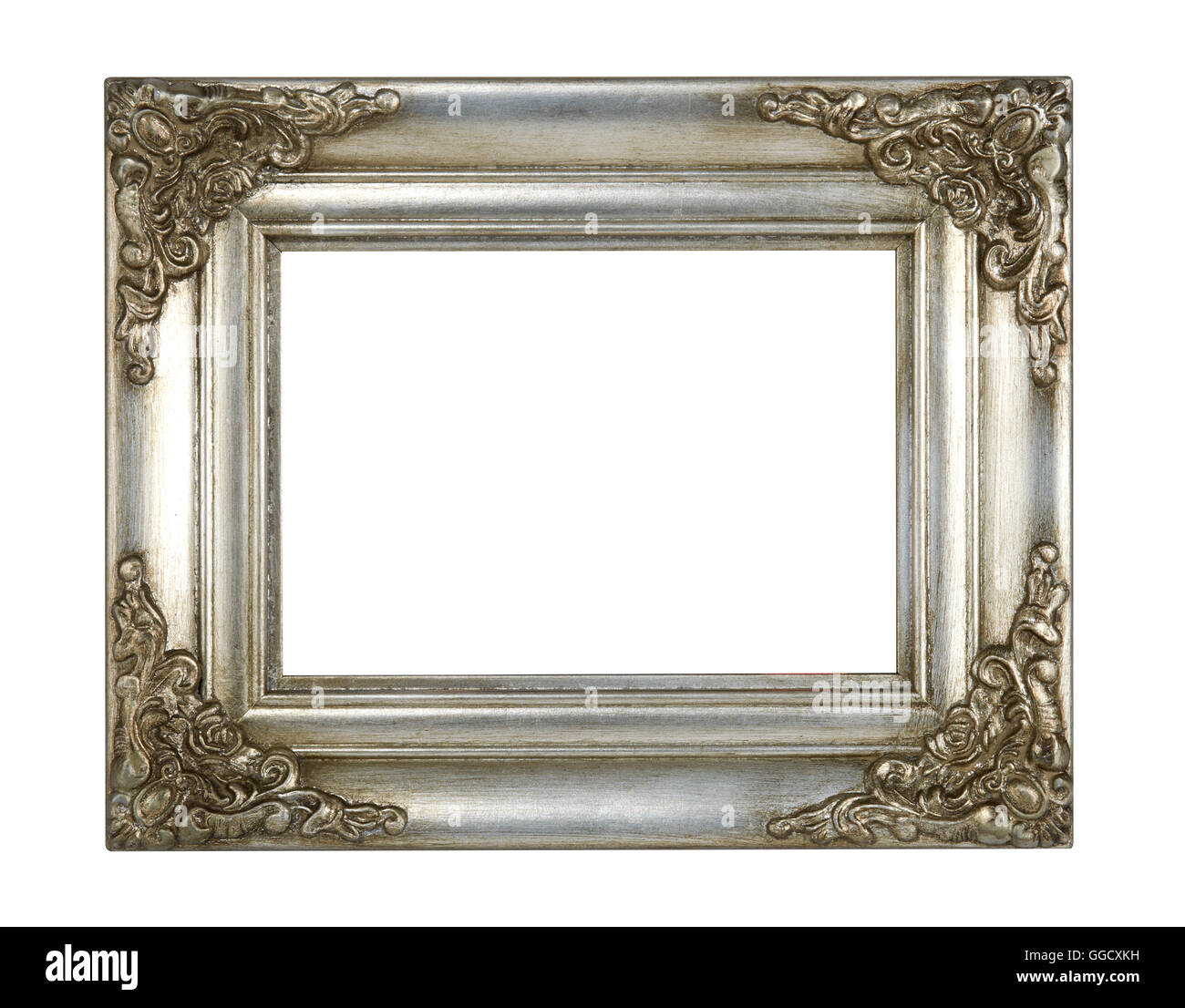Silver frame isolated on a white background Stock Photo - Alamy