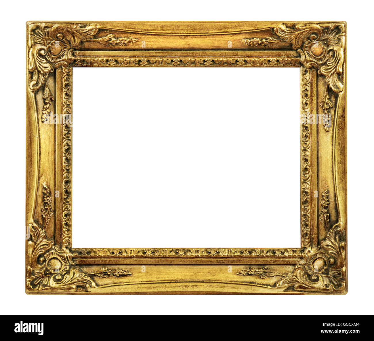 Retro Revival Old Gold Picture Frame isolated on a white background ...
