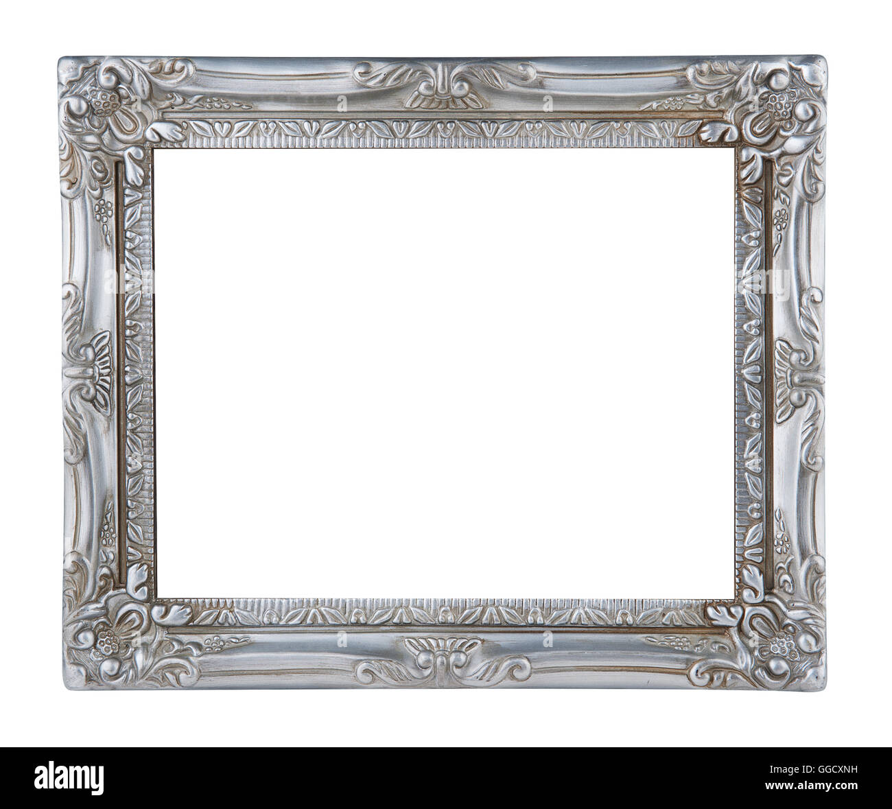 antique silver frame isolated on white background Stock Photo - Alamy