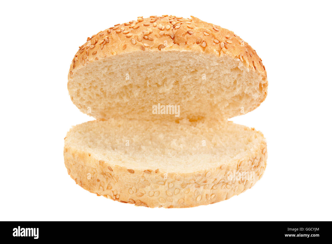 Burger bun closeup isolated on white background Stock Photo - Alamy