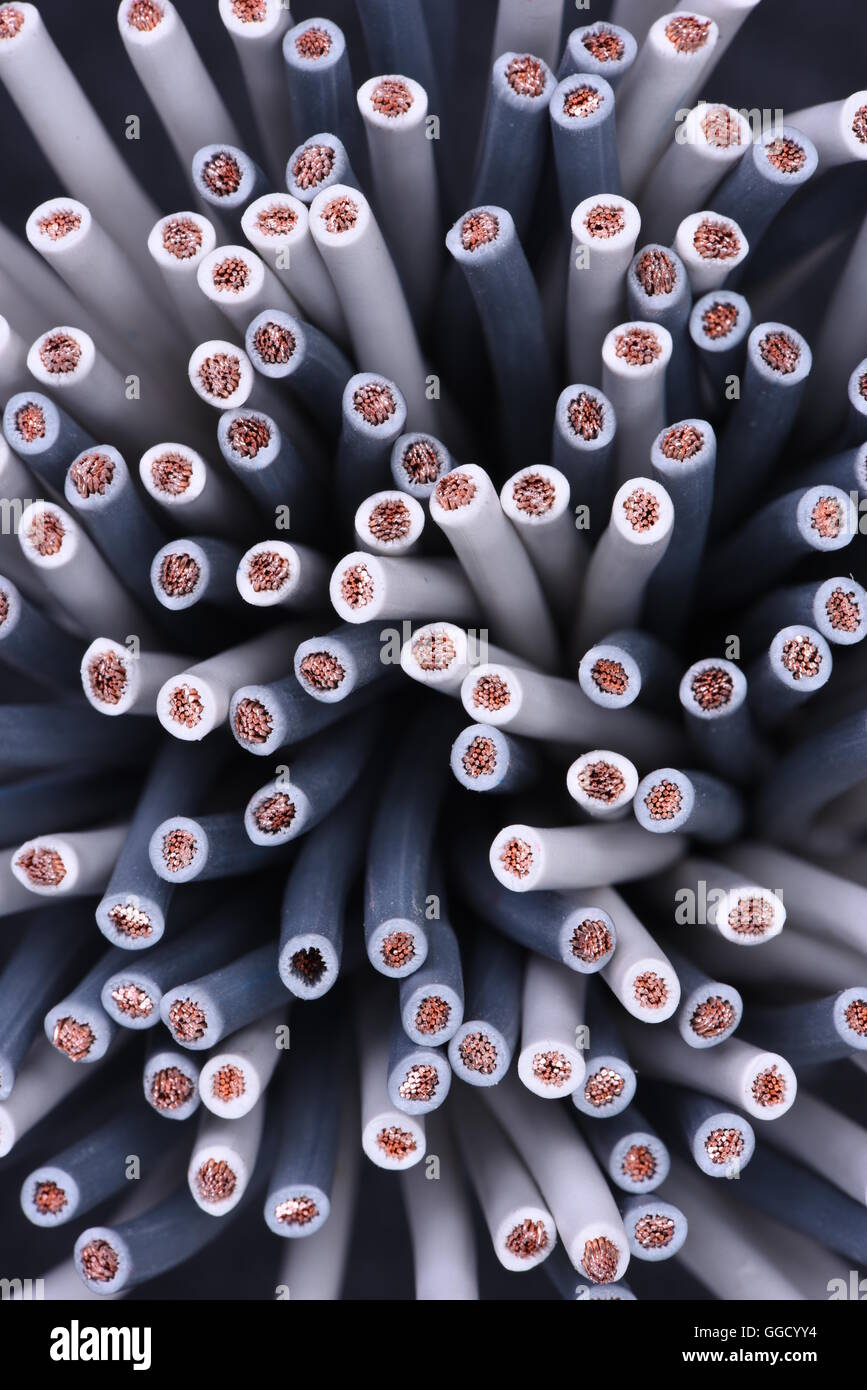 Electric cables closeup Stock Photo - Alamy