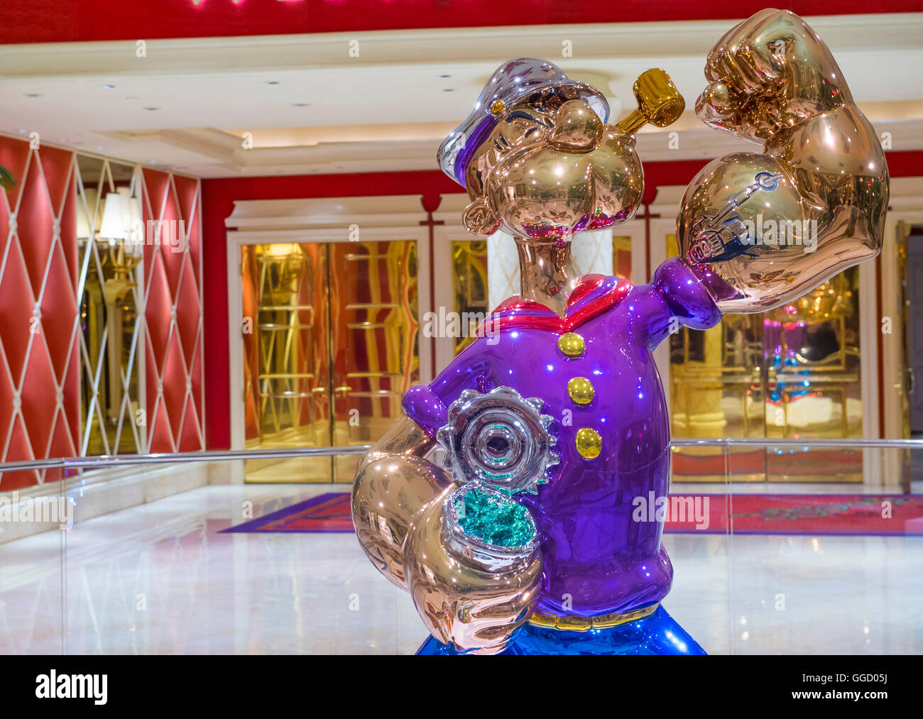 The Jeff Koons Popeye Sculpture display at the Wynn Hotel in Las Vegas ...