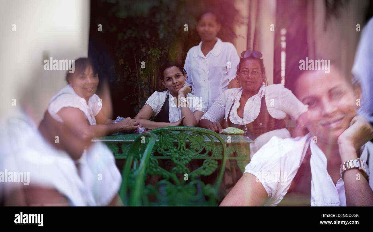 Proud Cuban mother with daughters Stock Photo - Alamy