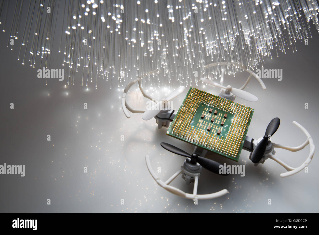 Fiber optics background with drone Stock Photo - Alamy