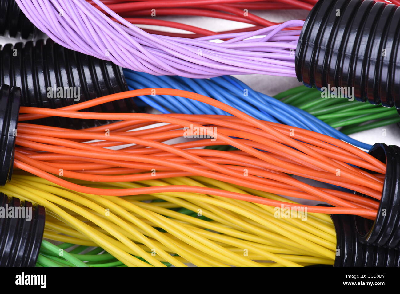 Electric cables in corrugated plastic pipes Stock Photo - Alamy