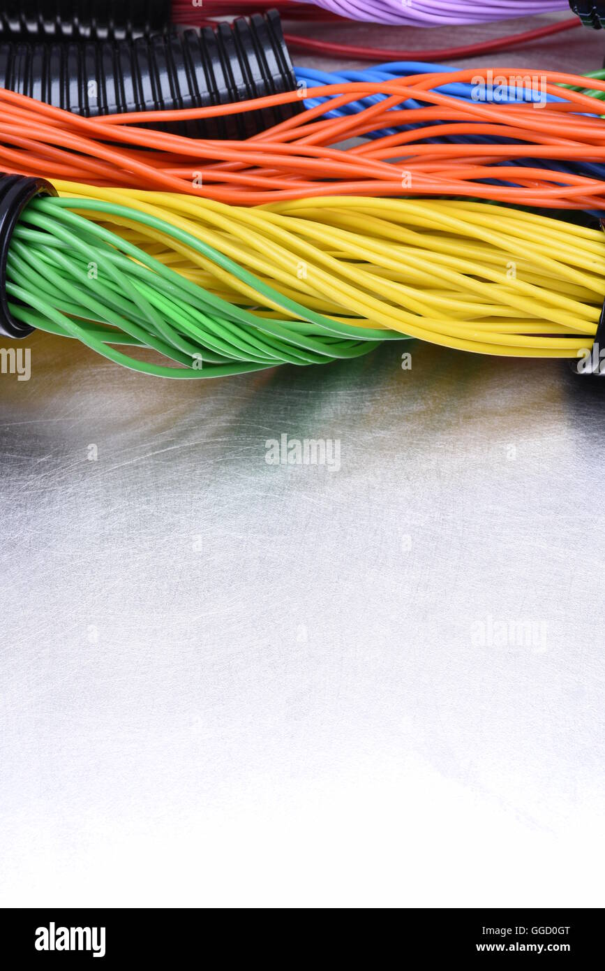 Electric cables in corrugated plastic pipes Stock Photo - Alamy