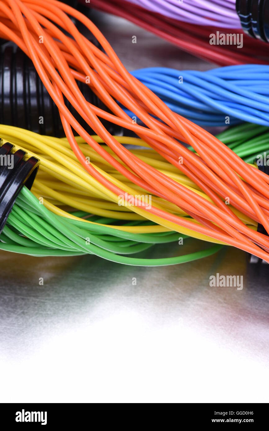 Electric cables in corrugated plastic pipes Stock Photo - Alamy