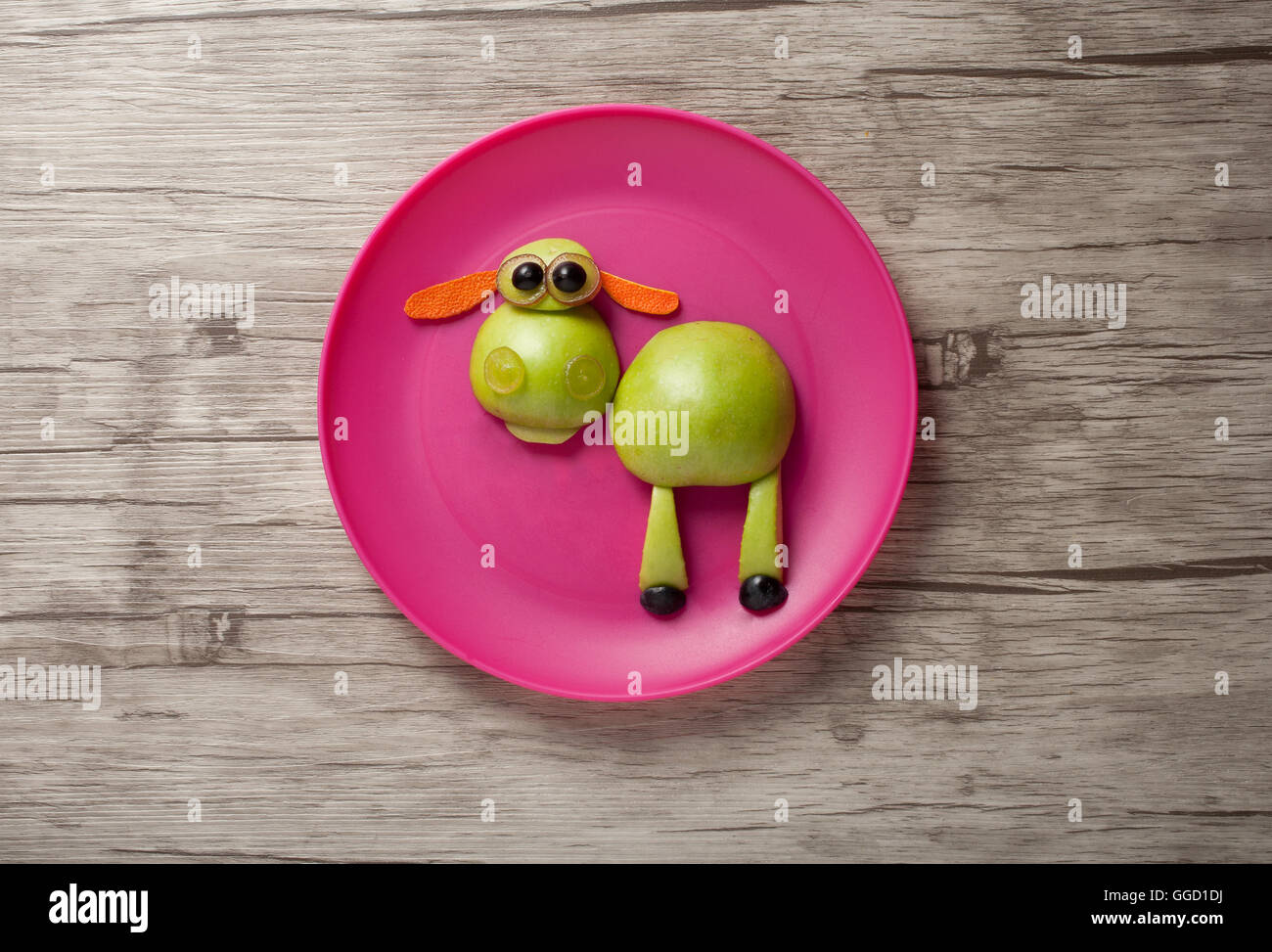 Funny sheep made of fruits on plate Stock Photo - Alamy