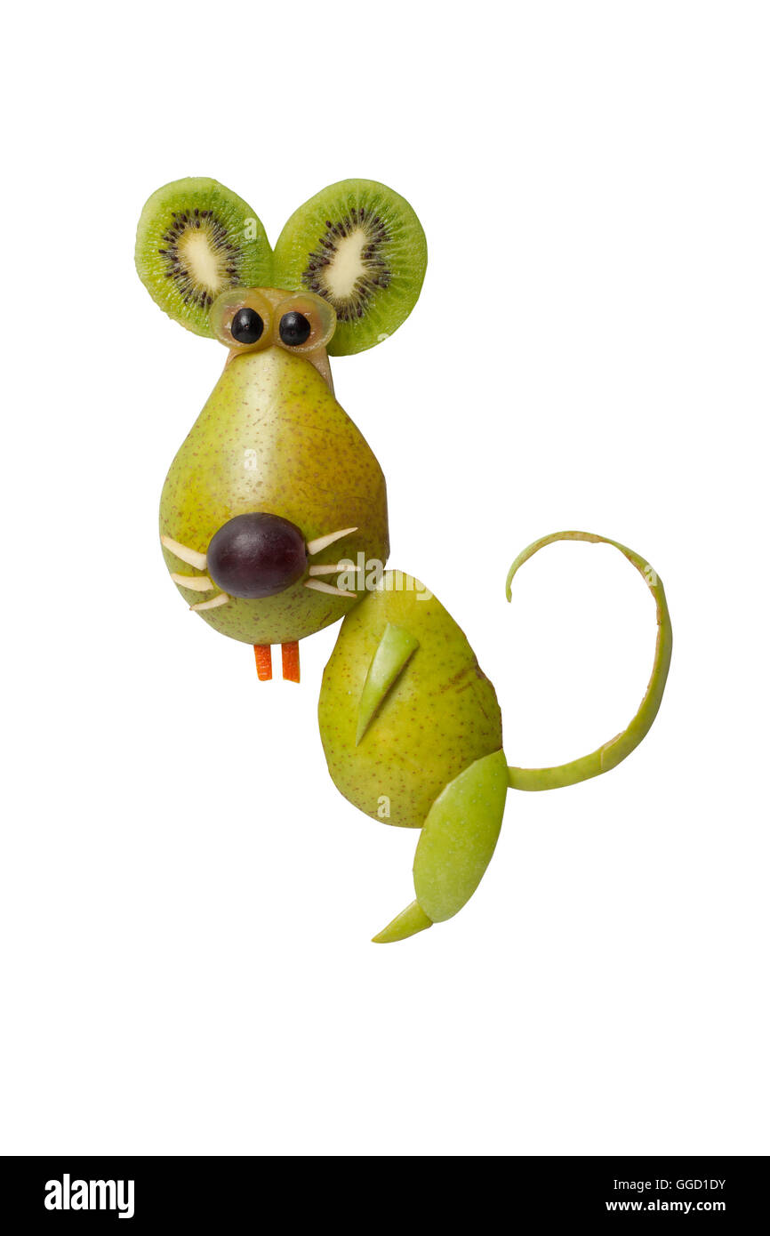 Funny rat made of pear on isolated background Stock Photo - Alamy