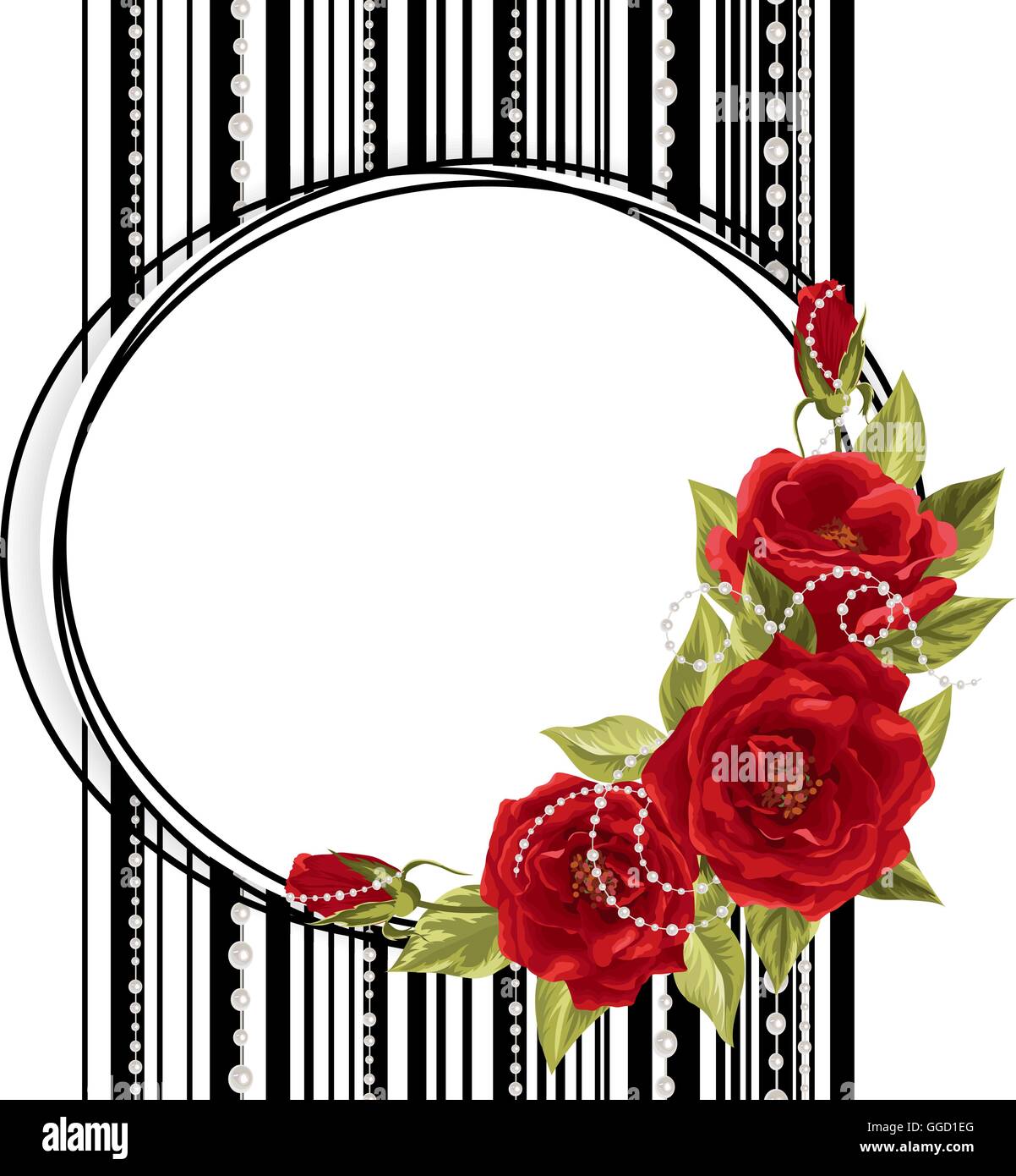 Delicate frame with roses and pearls Stock Vector Image & Art - Alamy