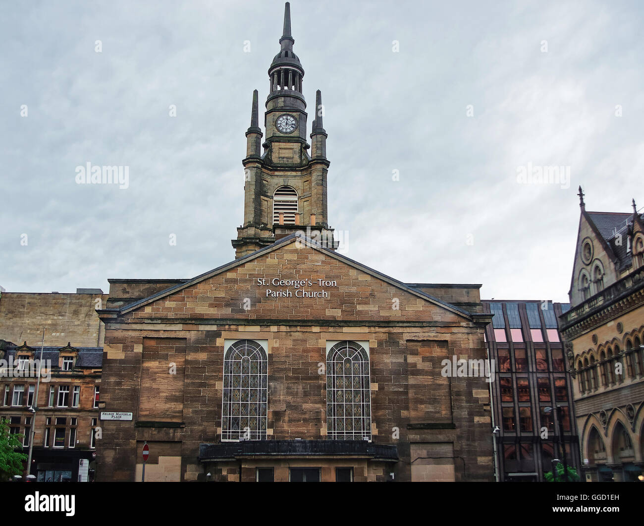 St George Tron Church in the Old City of Glasgow. Glasgow is the city ...