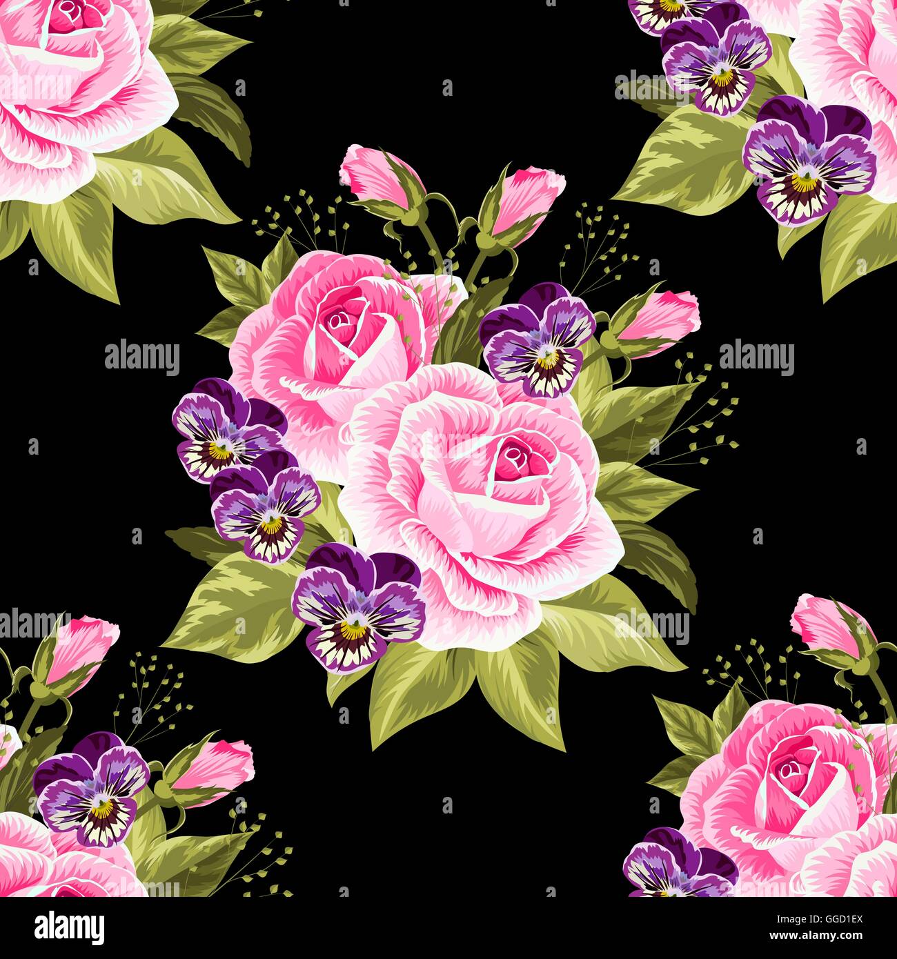 Seamless floral pattern with roses Stock Vector Image & Art - Alamy