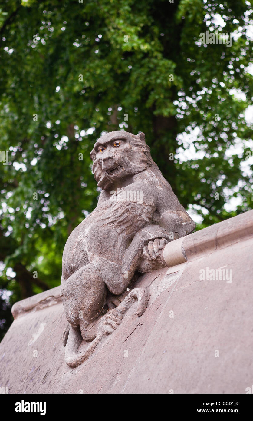 Wall with animals in Cardiff Castle in Cardiff in Wales of the United ...