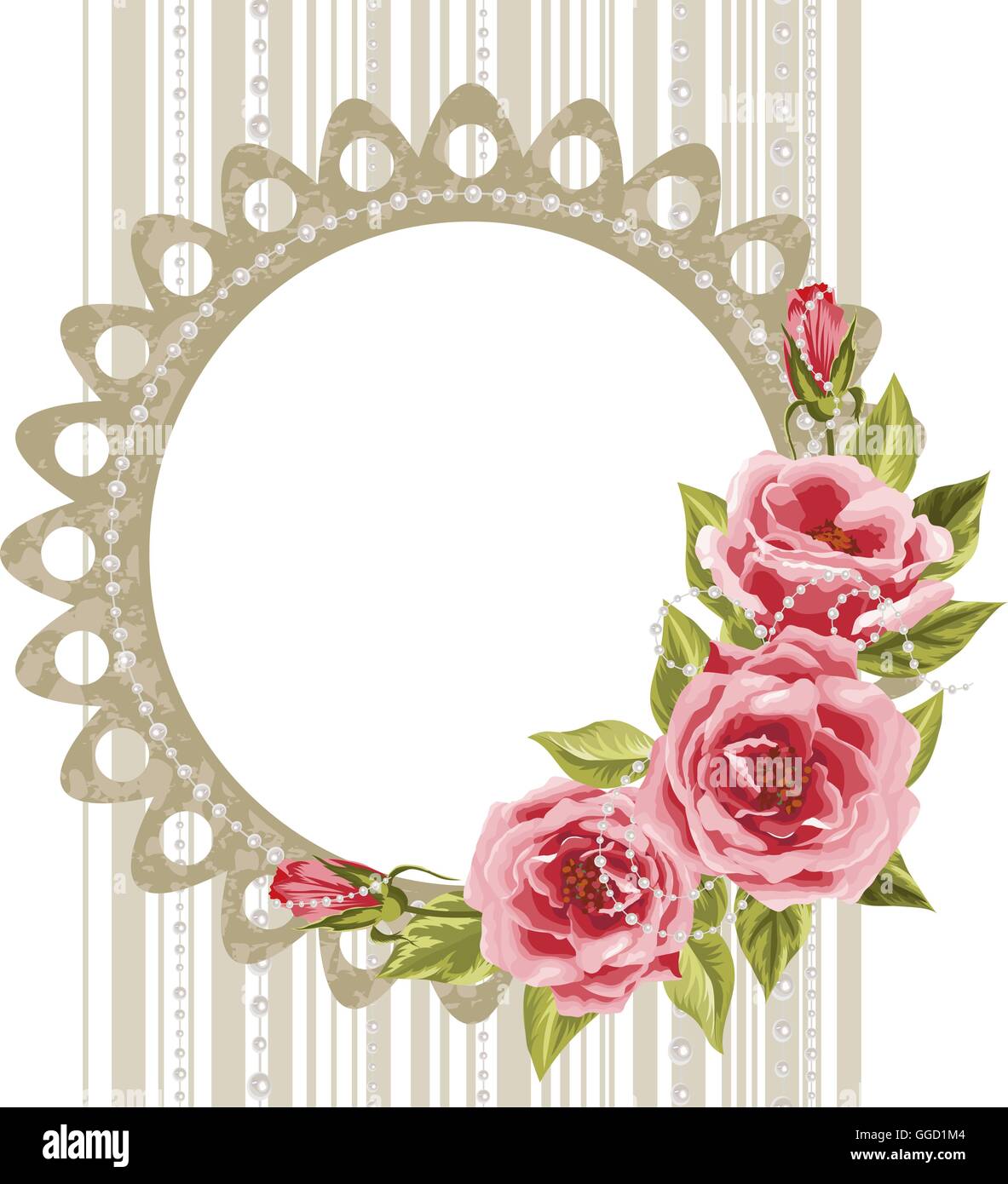 Delicate frame with roses and pearls Stock Vector Image & Art - Alamy