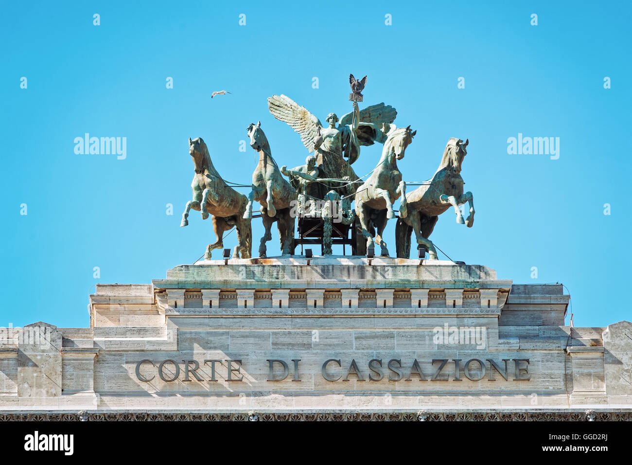 Rome, Italy - August 28, 2012: Quadriga statue as a detail of Supreme ...