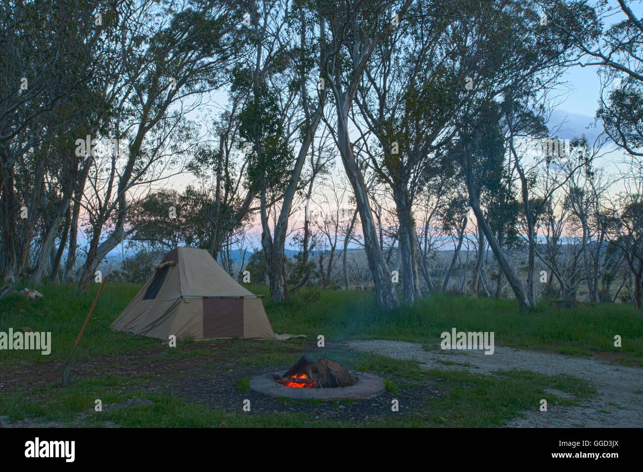 Campsite at Howitt Plains Hut Stock Photo - Alamy