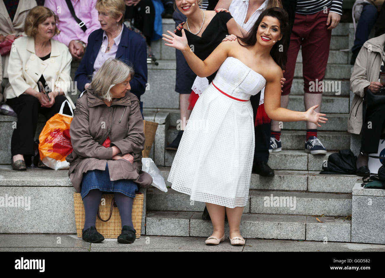 Opera singer Shauna Buckingham (right) during a photocall ahead of ...